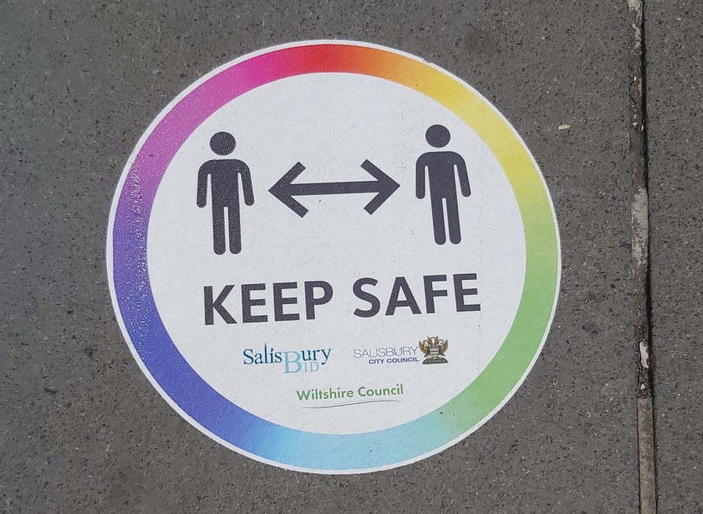 Rainbows mark the way for social distancing in Salisbury city centre ...